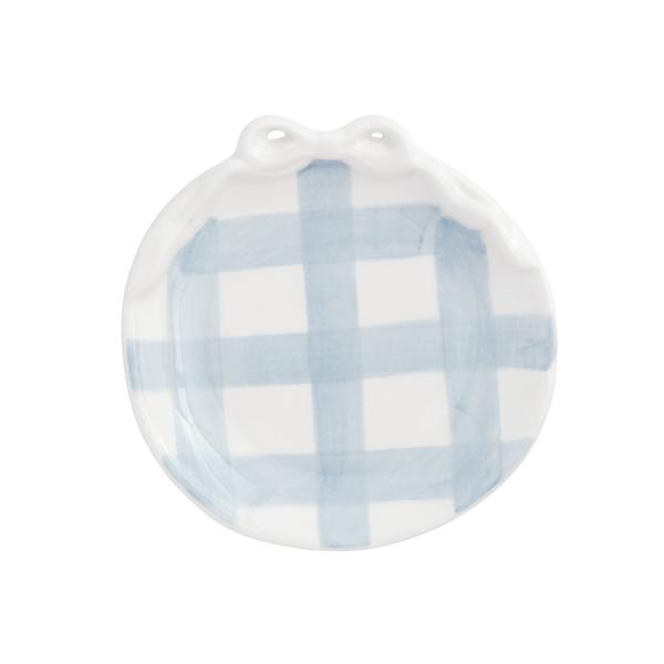 Gingham Bow Ring Dish | Dimensional Ceramic Bow Design | Mud Pie