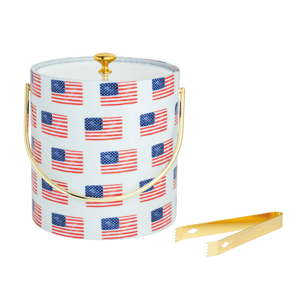 American Flag Ice Bucket Set with Tongs | Mud Pie