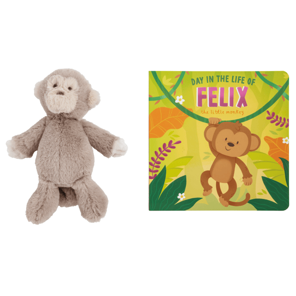 Plush Monkey Book | Rhyming Story with Coordinating Faux Fur Toy | Mud Pie