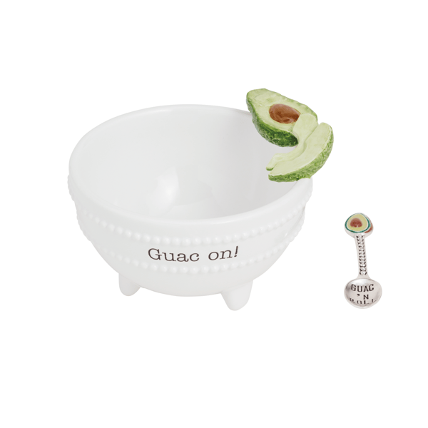 Guac On Dip Bowl 2-Piece Textured Ceramic Set with Spoon | Mud Pie
