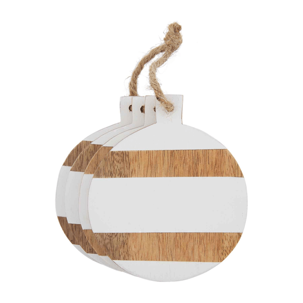 White Wood Round Coaster Set | Mud Pie