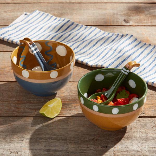 Green Dot Salsa Bowl Set | Mud Pie