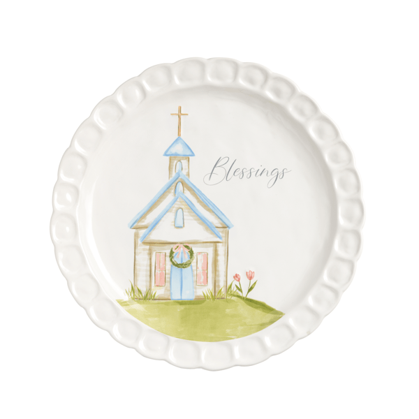 Church Blessing Platter with Textured Rim for Home & Gifts | Mud Pie
