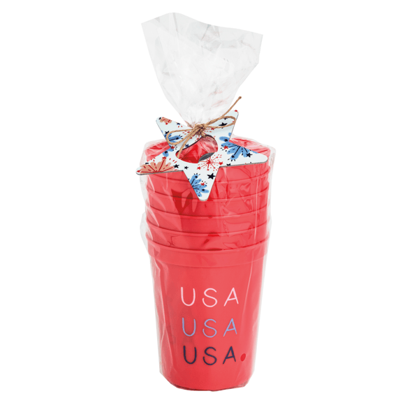 Fun Red Americana Party Cup Set with Bottle Opener | Mud Pie