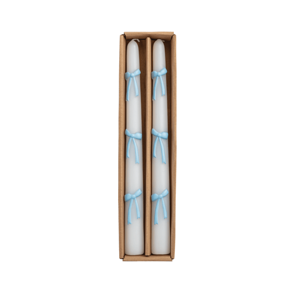 Blue Bow Taper Candle Set | Decorative Wax Candles | Mud Pie