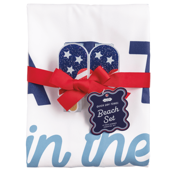 Red Americana Quick Dry Towel Set | Acrylic Chair Clips | Mud Pie