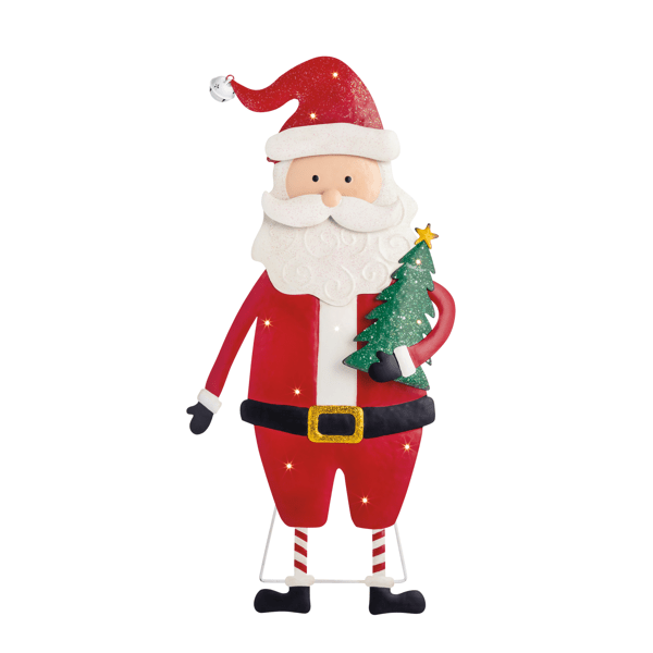 Light-Up Santa Xmas Sitter | Metal Holiday Easel Decor | Mud Pie