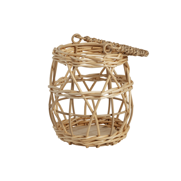 Open Weave Woven Lantern | Rattan & Cane Basket Decor | Mud Pie