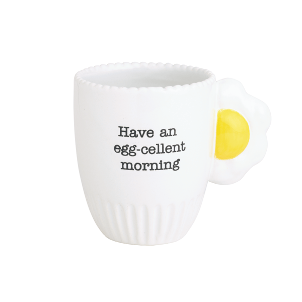 Egg Handle Mug with Hand-Painted Icon | Mud Pie