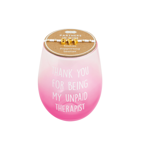 Pink Bestie Wine And Bracelet Set