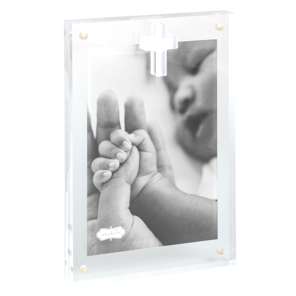 Vertical Acrylic Cross Frame | Magnetic 4x6 Photo Display | Mud Pie