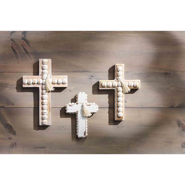 Large Wood Bead Cross | Mud Pie