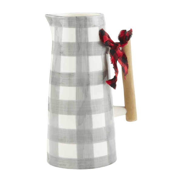 Gray Buffalo Plaid Pitcher | Mud Pie