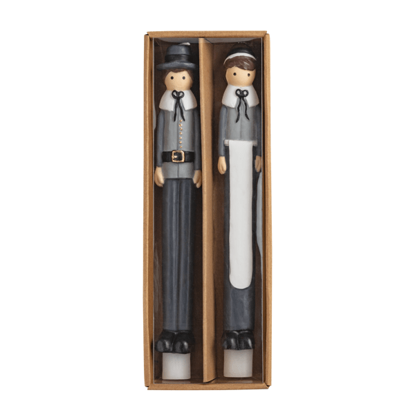 Pilgrim Taper Candle Set | Festive Thanksgiving Centerpiece | Mud Pie