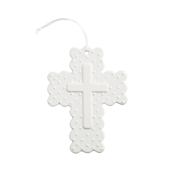 Ceramic Dot Cross | Hand‑Painted Layered Faith Decor Accent | Mud Pie