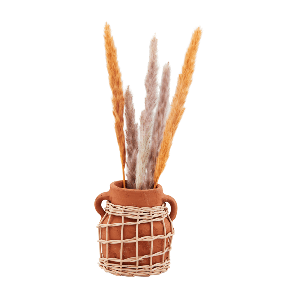 Small Terracotta Rattan Vase