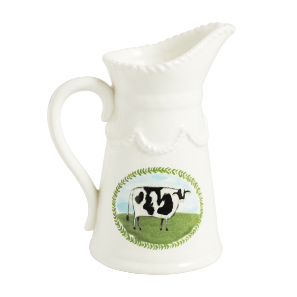 Cow Mini Stoneware Pitcher Vase | Rustic Rope Accented Home Decor | Mud Pie