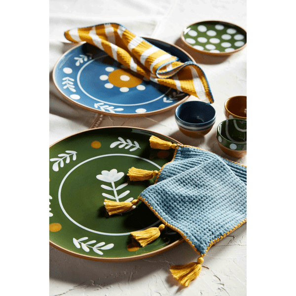 Green Floral Dot Serving Platter | Mud Pie