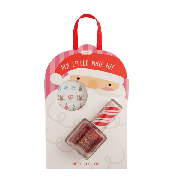 Santa Nail Polish Set | Red Glitter Polish & Nail Stickers | 3-Piece ...