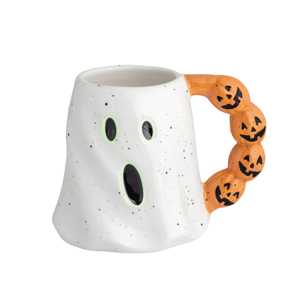 Ghost Glow Mug | Ceramic with Glow-In-The-Dark Faces | Mud Pie