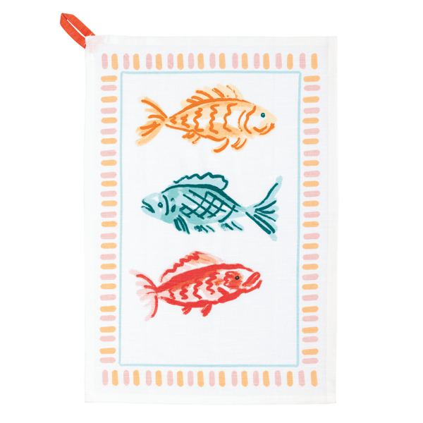 Fish Sea Printed Towel | Soft Cotton Towel with Corner Loop | Mud Pie