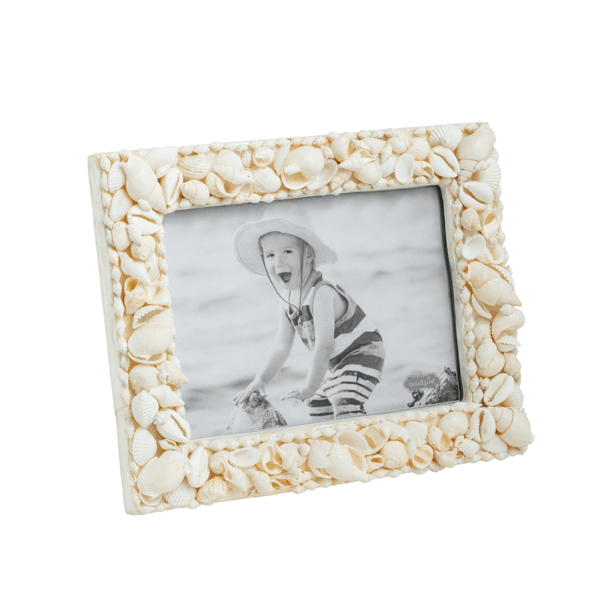 Large Shell Frame | Neutral Shell Cluster Holds 5"x7" Photo | Mud Pie