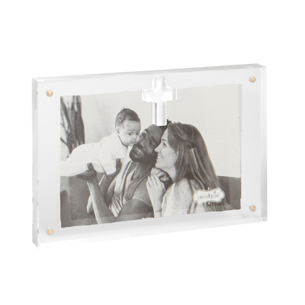 Horizontal Acrylic Cross Frame | 4x6 Photo Holder | Mud Pie