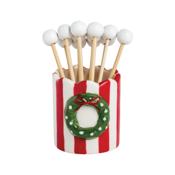 Unique Wreath Toothpick Holder with Icon Topper | Mud Pie