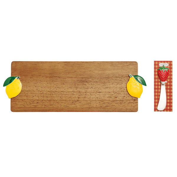 Wooden Lemon Board Set with Enamel Handles | Mud Pie