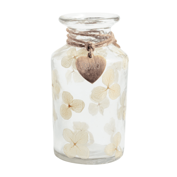 Xoxo Pressed Flower Vase | Decorative Glass with Brass Heart | Mud Pie