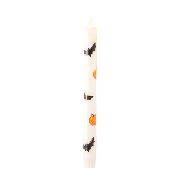 White Halloween LED Taper Candle | Spooky LED Candle | Mud Pie