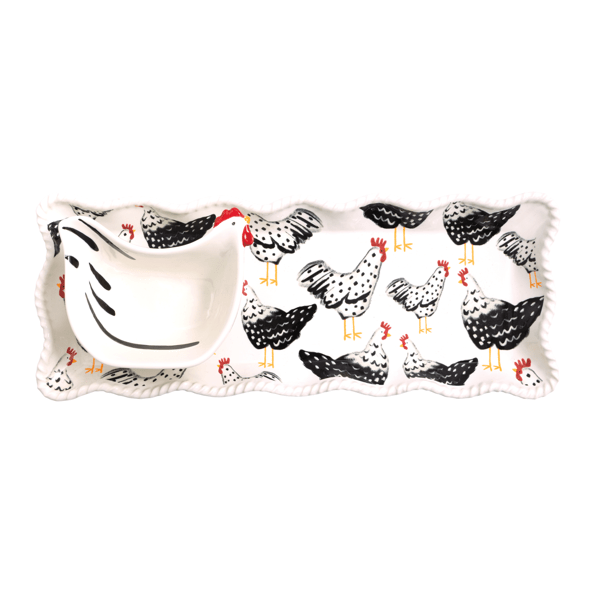 Rooster Tray And Dip Set