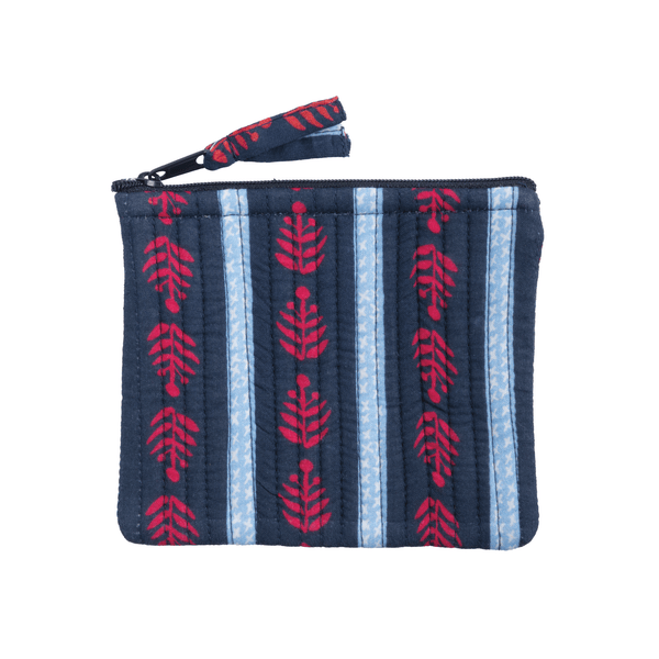 Red Americana Quilted Pouch | Block Print Cotton Case | Mud Pie