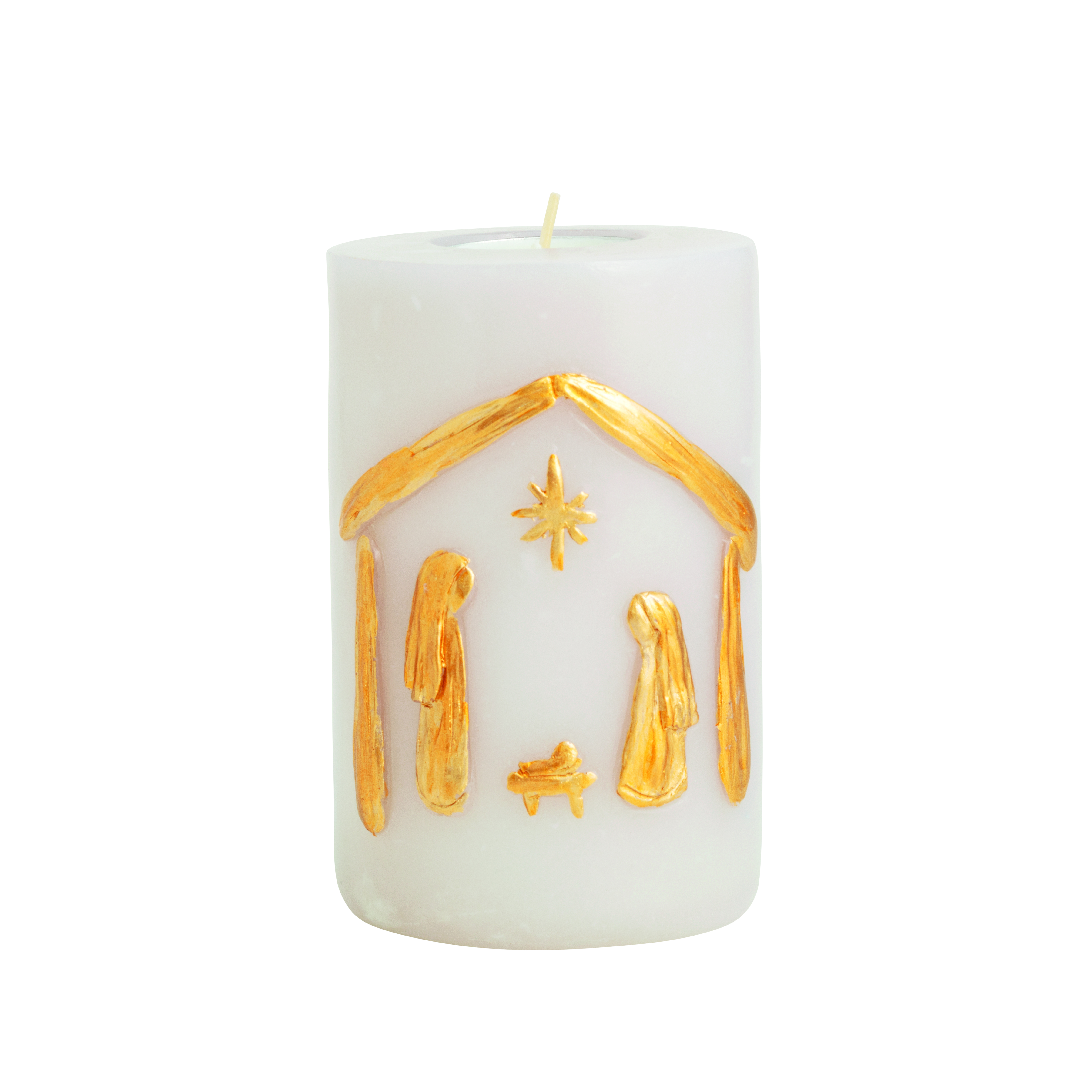 Nativity Refillable Candle | Resin Pillar with Tea Light | Mud Pie