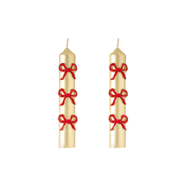 Bow Mini Taper Candle Set | Hand-Painted Wax Candles | Mud Pie