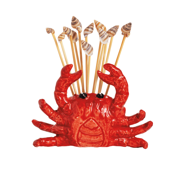 Fun Stoneware Crab Caddy & Toothpicks Set | Mud Pie