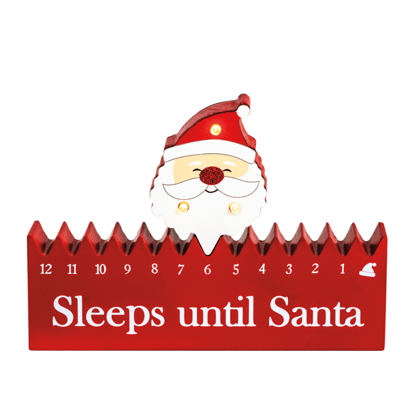 Santa Countdown Block with LED Lights | Wooden Christmas Decor | Mud Pie