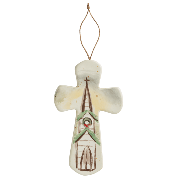 Ceramic Church Nativity Cross – Stoneware Wall Decor | Mud Pie
