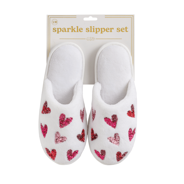 White Sparkle Slippers for Sizes 6-8 | Stylish Fuzzy Footwear | Mud Pie