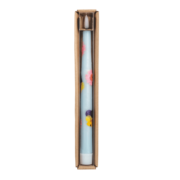 LED Blue Flower Taper Candle | Decorative Flameless Candle for Home ...