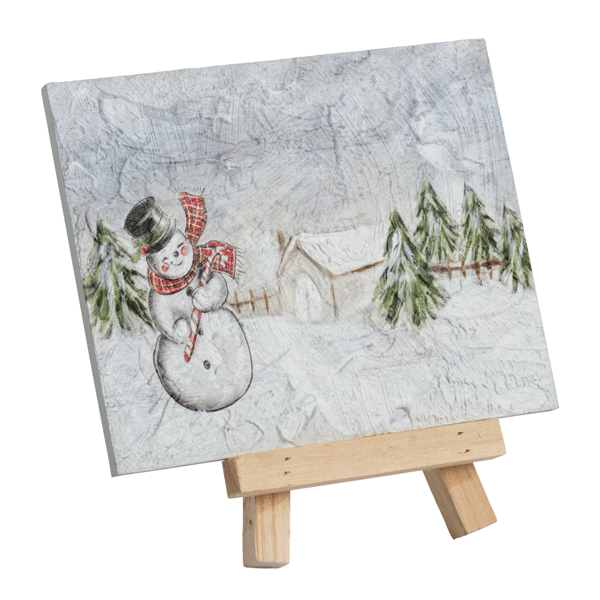Snowman Easel Plaque | Winter Tabletop Decoration | Mud Pie