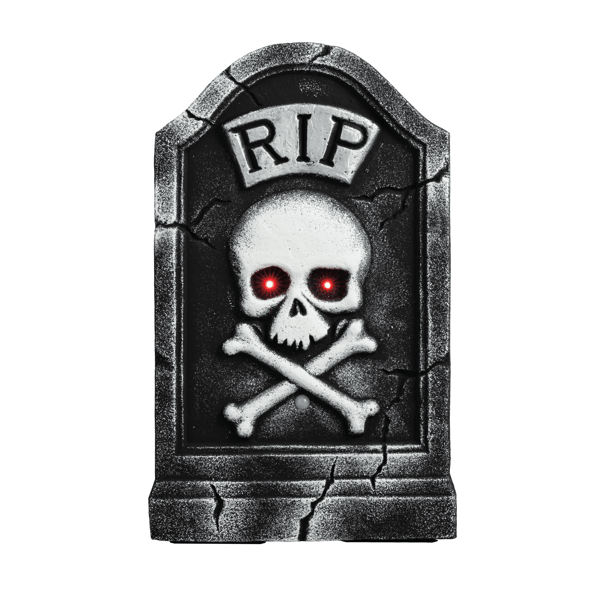 Skull LED Tombstone Decor | Halloween Decor with LEDs | Mud Pie