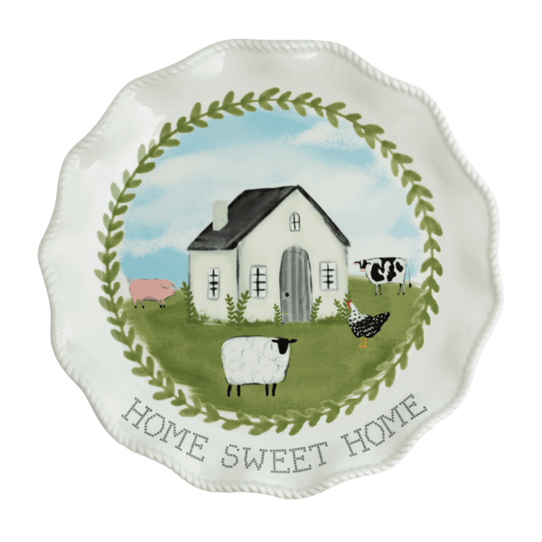 Farm Home Sweet Home Platter with Ruffle Edge | Mud Pie