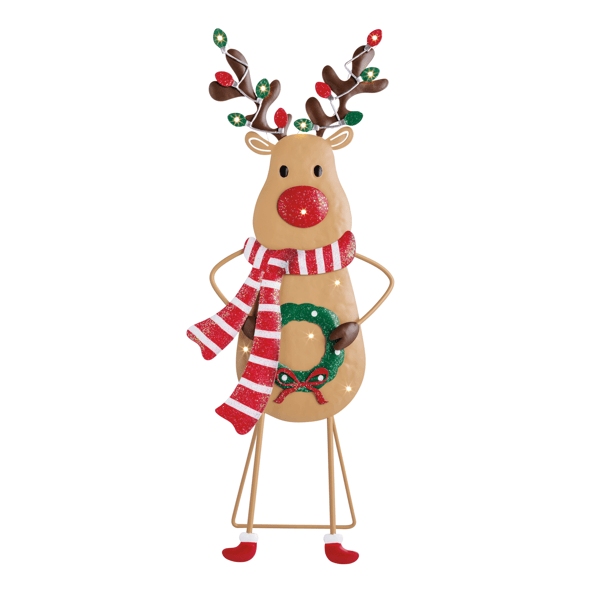 Glittering Light-Up Reindeer Xmas Sitter with LED Lights | Mud Pie