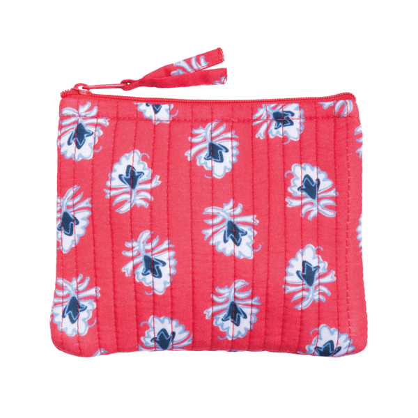 Red Americana Quilted Pouch | Block Print Cotton Case | Mud Pie