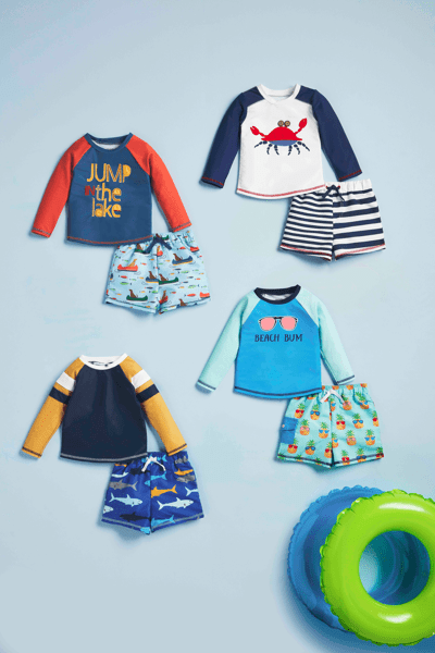 Crab Little Boy Rash Guard Set | Mud Pie
