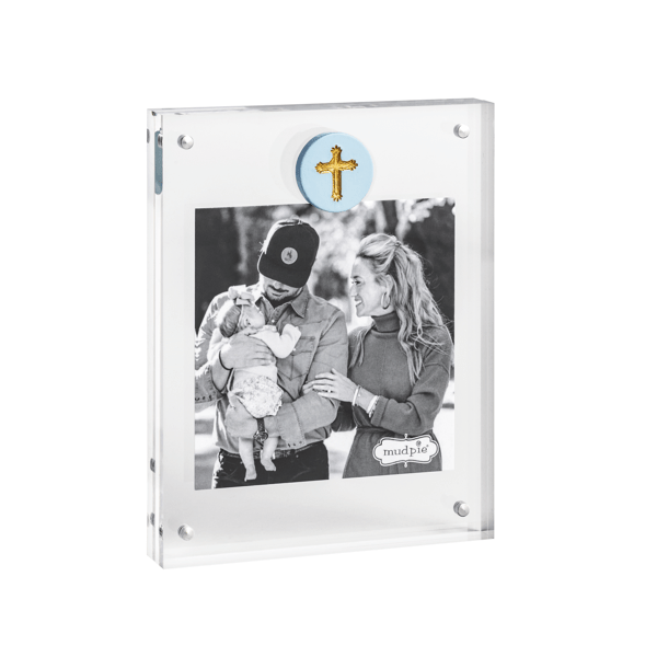 Acrylic Blue Cross Icon 4x4 Photo Frame | Mud Pie