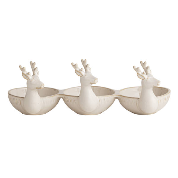 Deer Triple Tidbit Dish | Festive Dip Dish | Mud Pie