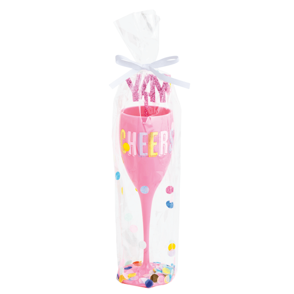 Cheers Acrylic Flute & Stirrer Set | 2-Piece Party Drinkware Gift | Mud Pie