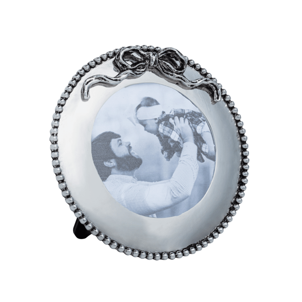 Circle Mini Bow Frame | Cast Aluminum Decor | Mud Pie Photo Frame